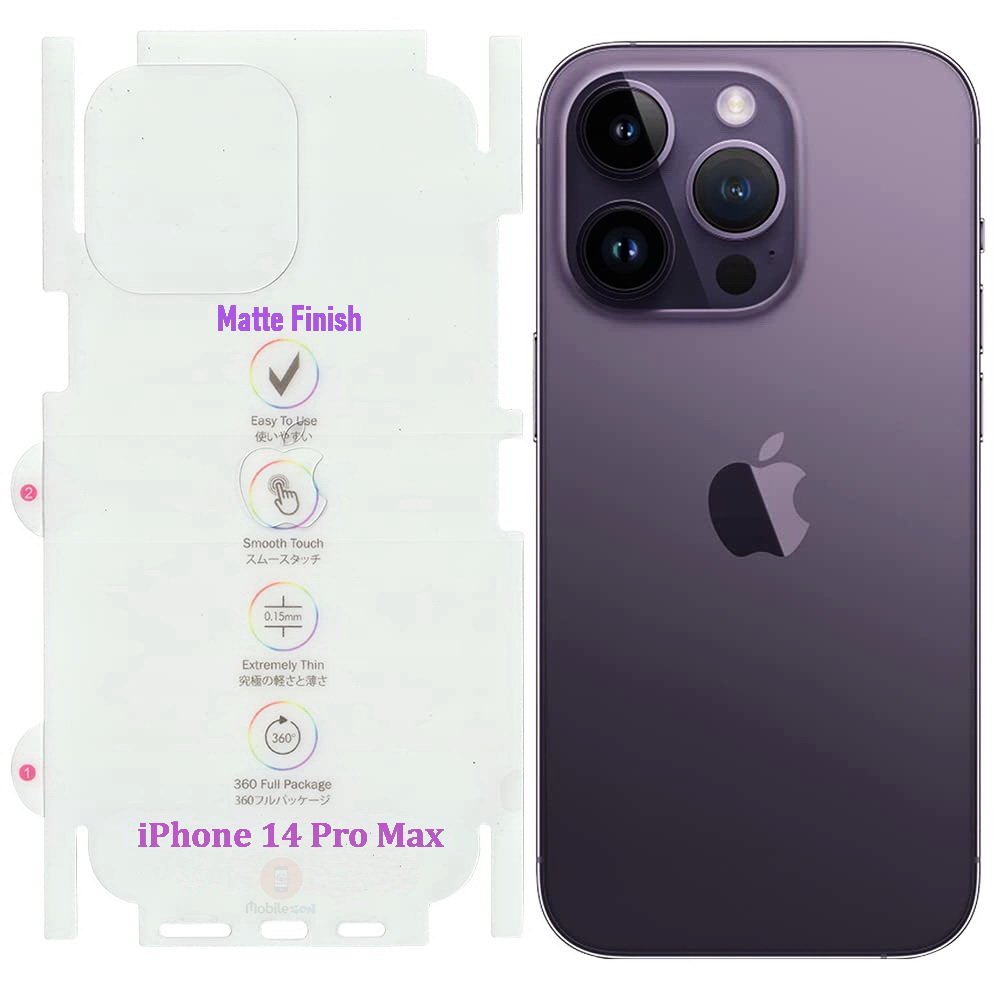 iPhone 14 Pro Max Unbreakable Membrane Matte Back Sides Protector